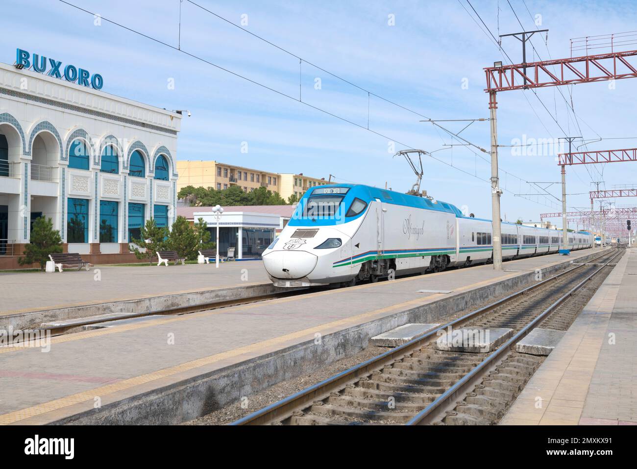 KAGAN, UZBEKISTAN - SEPTEMBER 11, 2022: Talgo 250 "Afrosiyob" high ...