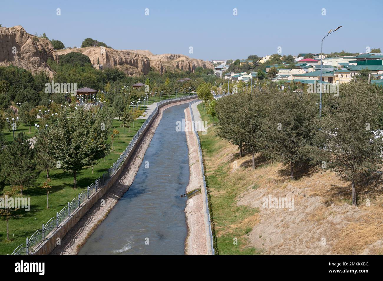 Top view of the Sieb River (Sieb Aryk) on a sunny September day ...