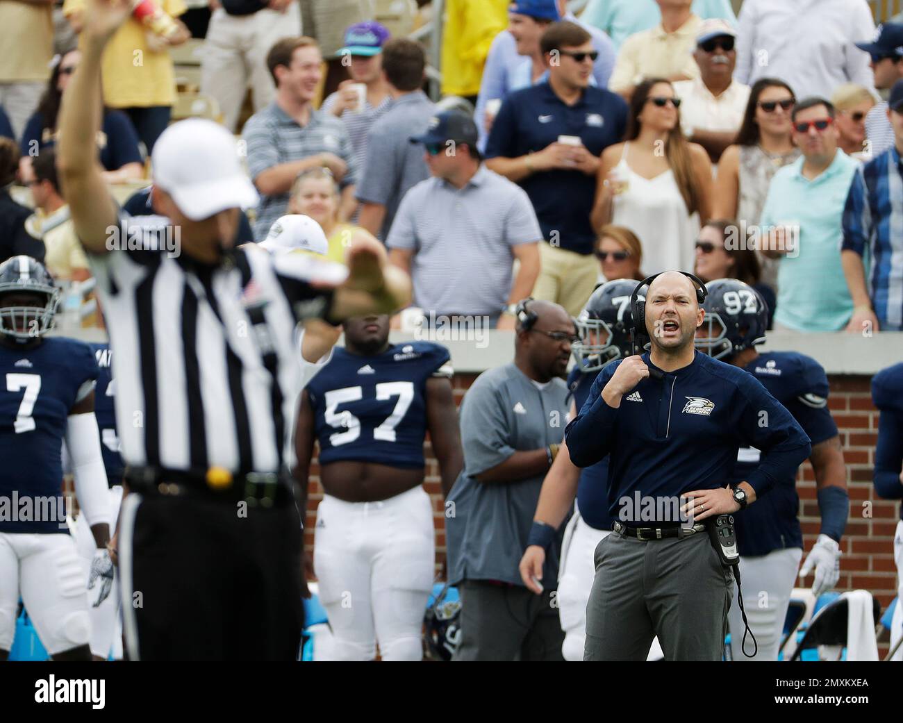 Georgia Southern head coach Tyson Summers stands on the sideline in an ...