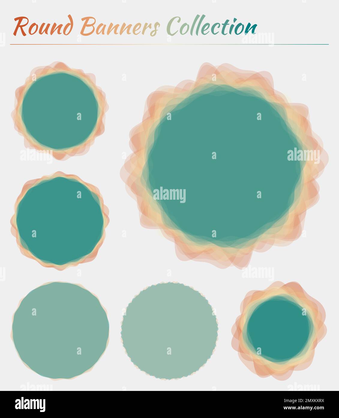 Round badges collection. Circular backgrounds in blue and orange colors ...