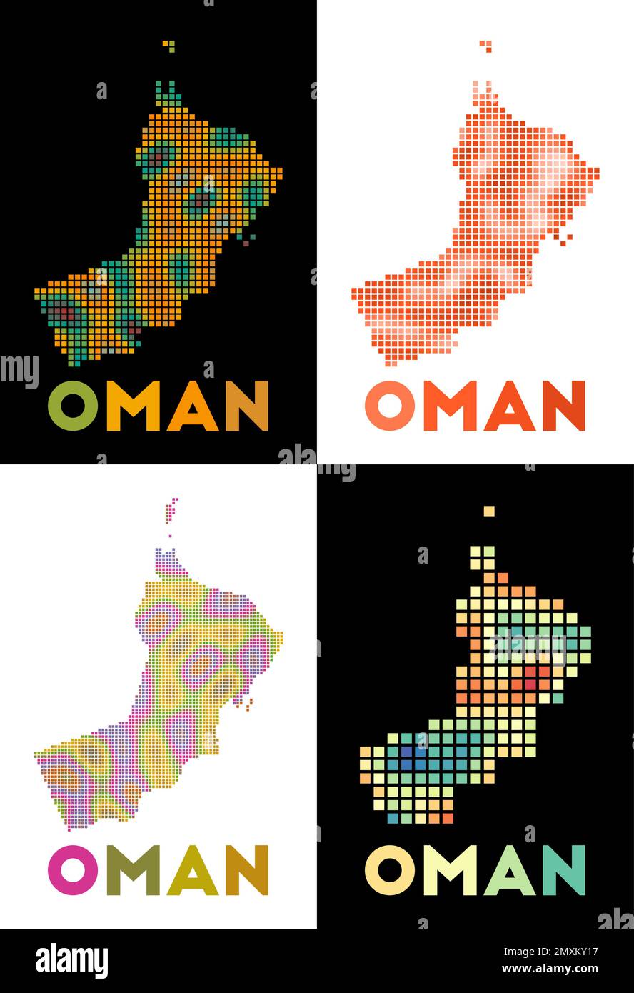 Oman map. Collection of maps of Oman in dotted style. Borders of the ...