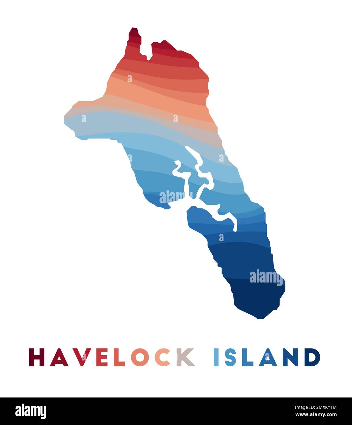 Havelock Island map. Map of the island with beautiful geometric waves ...