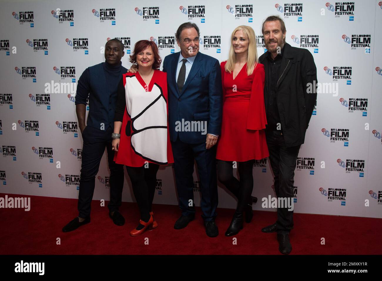 From left, Eric Kofi-Abrefa, Clare Stewart, Director Oliver Stone ...