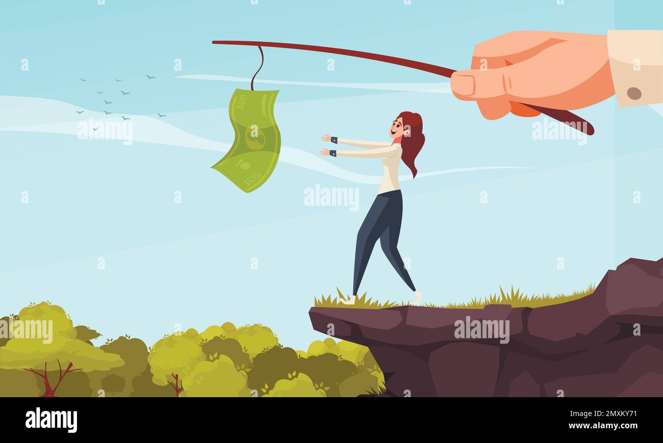 Money manipulation design concept with businessman manipulating woman ...