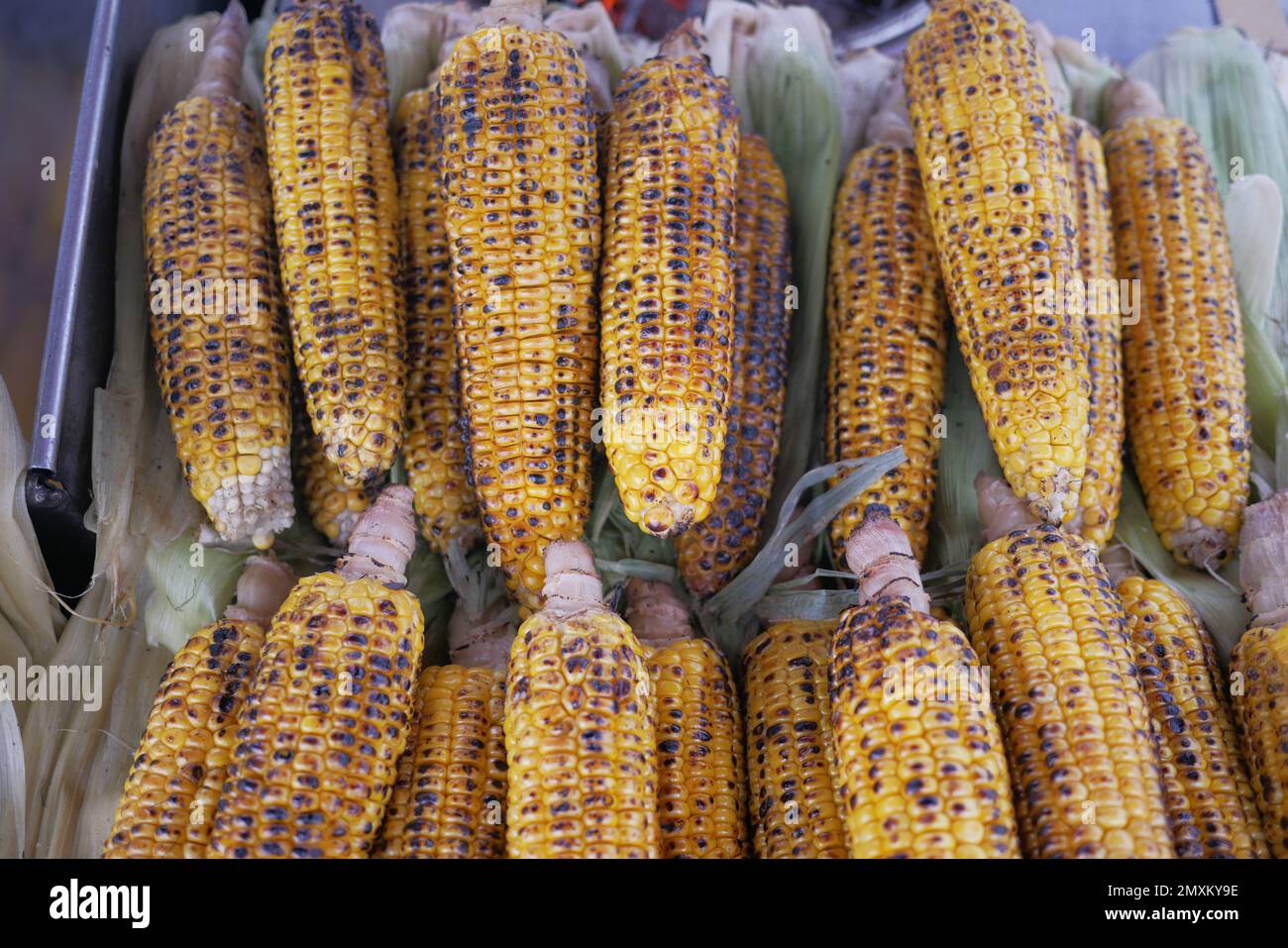 Grilled Corn for sale in a market stall in istanbul Stock Photo - Alamy