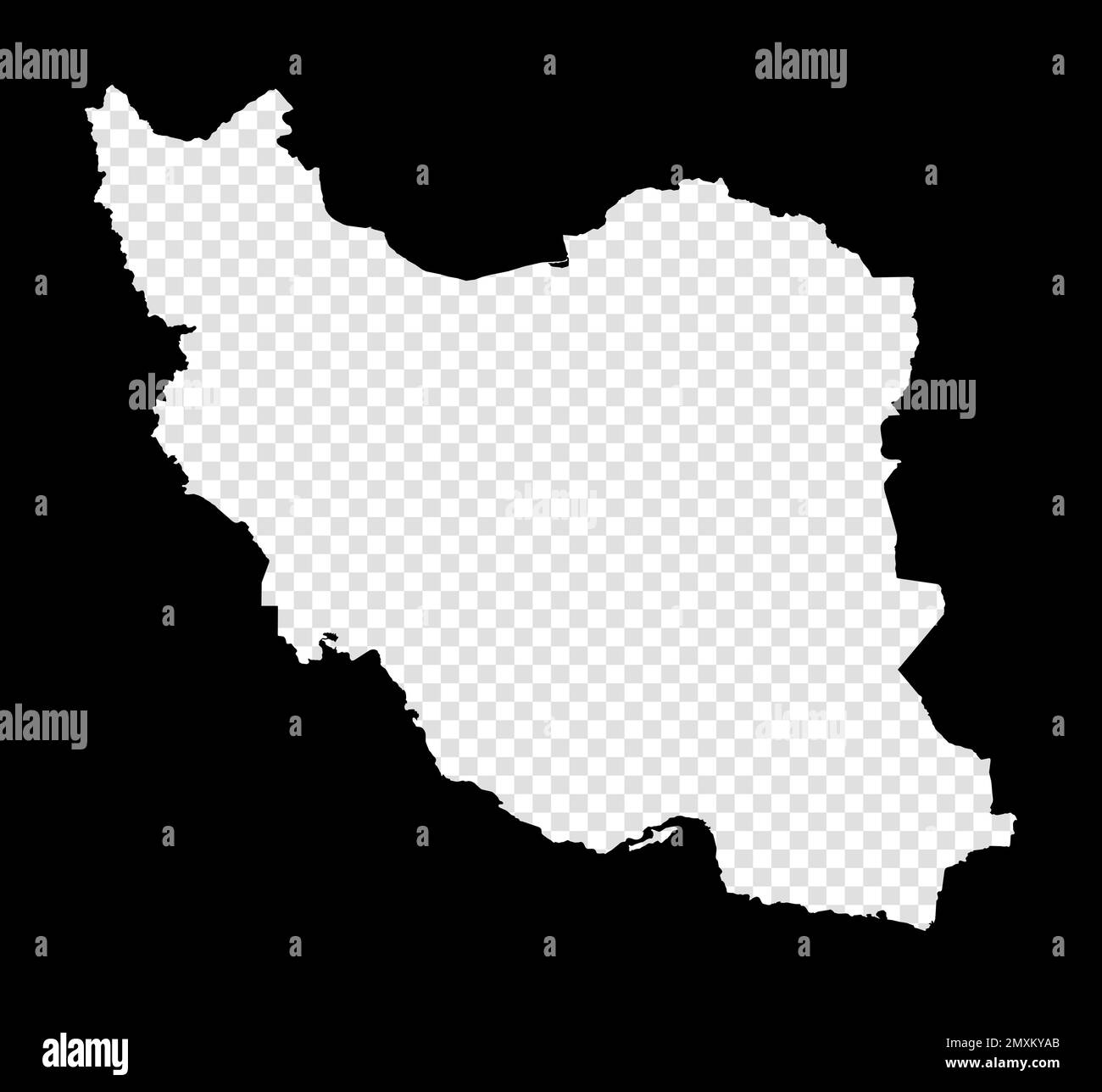 Stencil map of Iran. Simple and minimal transparent map of Iran. Black ...