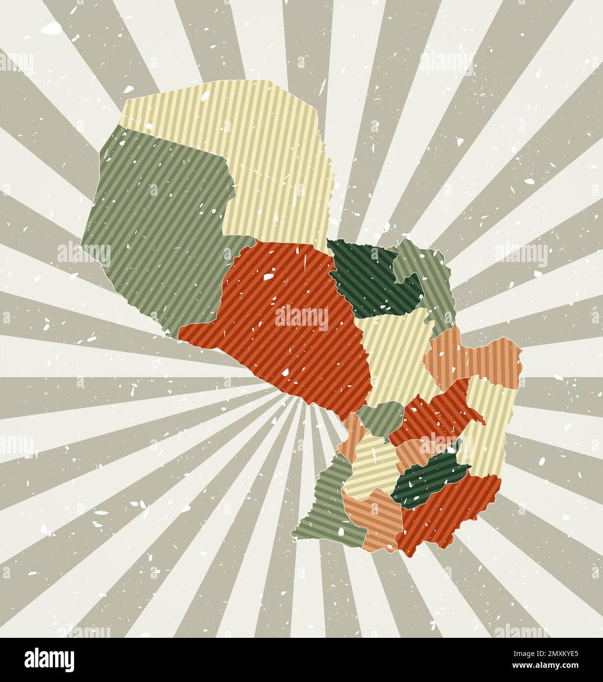 Paraguay vintage map. Grunge poster with map of the country in retro ...