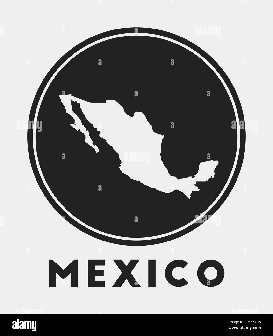 Mexico icon. Round logo with country map and title. Stylish Mexico ...