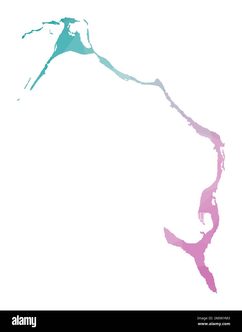 Polygonal map of Eleuthera. Geometric illustration of the island in ...