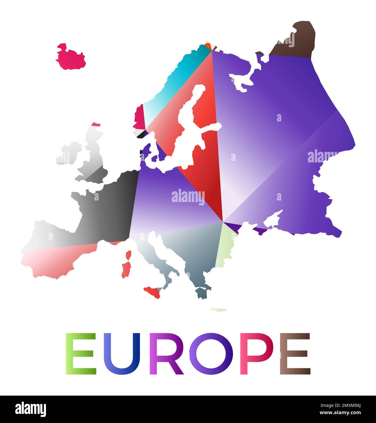 Bright colored Europe shape. Multicolor geometric style continent logo ...