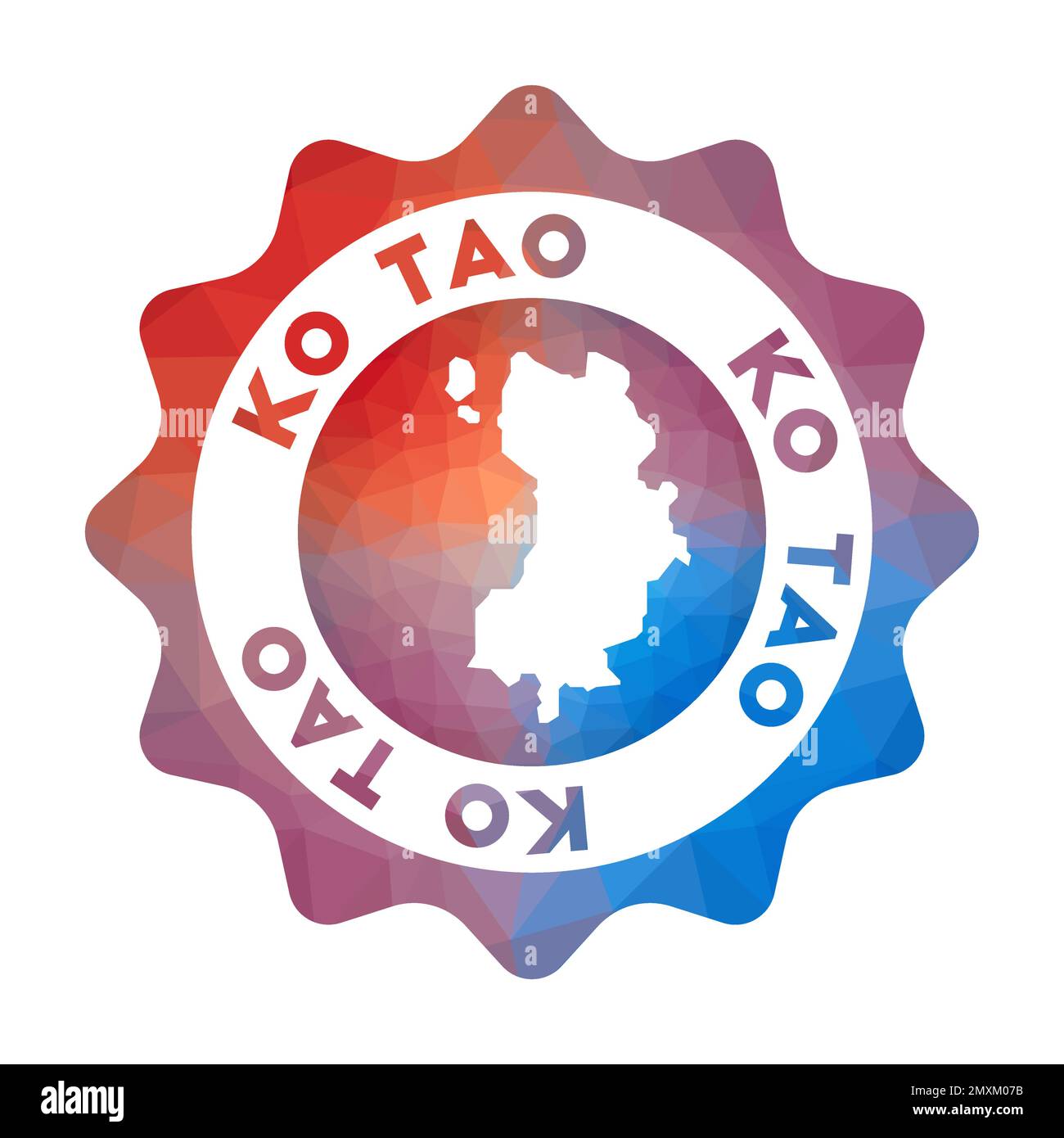 Ko Tao low poly logo. Colorful gradient travel logo of the island in ...
