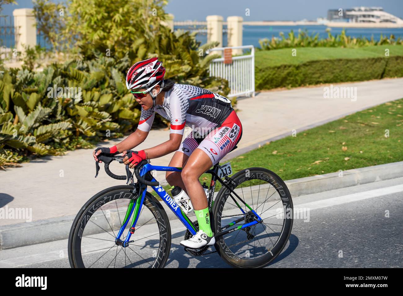 Eri Monamine of Japan competes during the women's Elite Road Race at ...