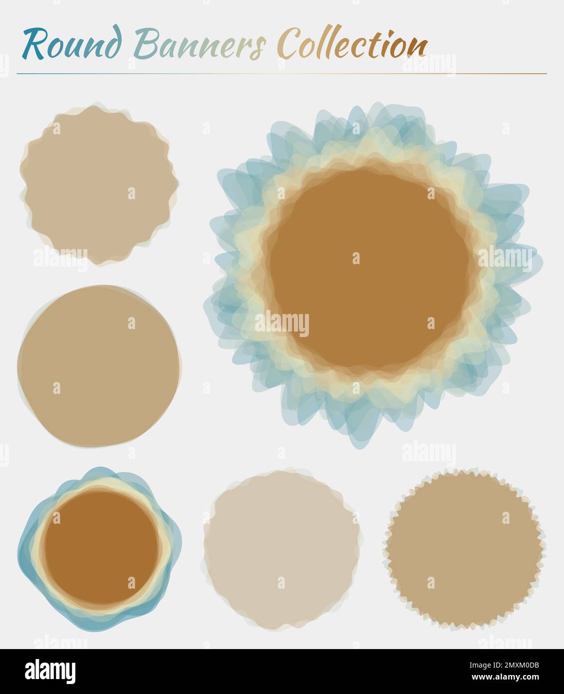 Colorful round abstract shapes. Circular backgrounds in brown teal ...