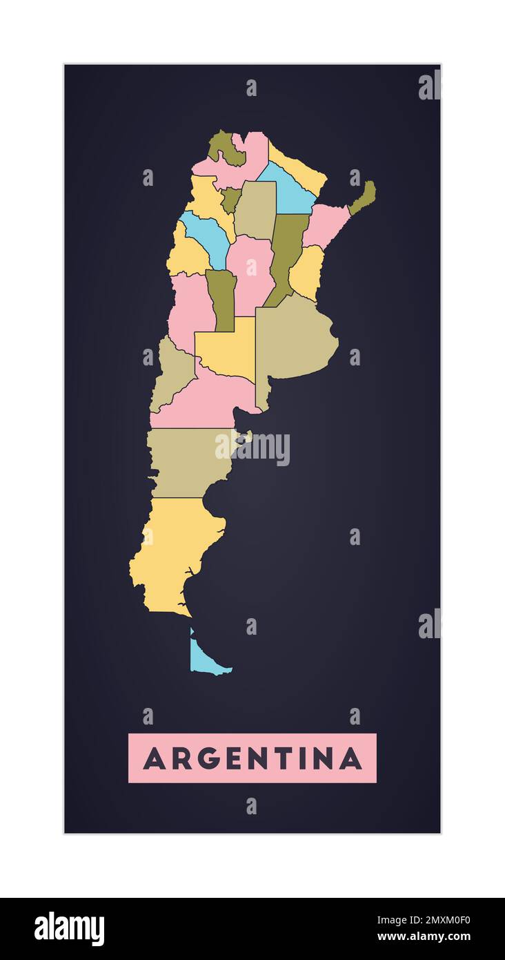 Argentina map. Country poster with regions. Shape of Argentina with ...