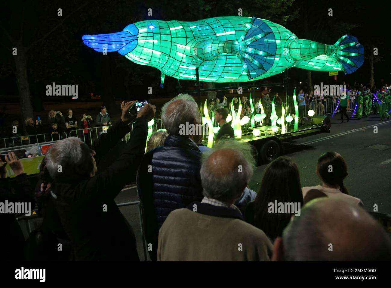 A giant platypus light sculpture is paraded through Sydney, Saturday ...