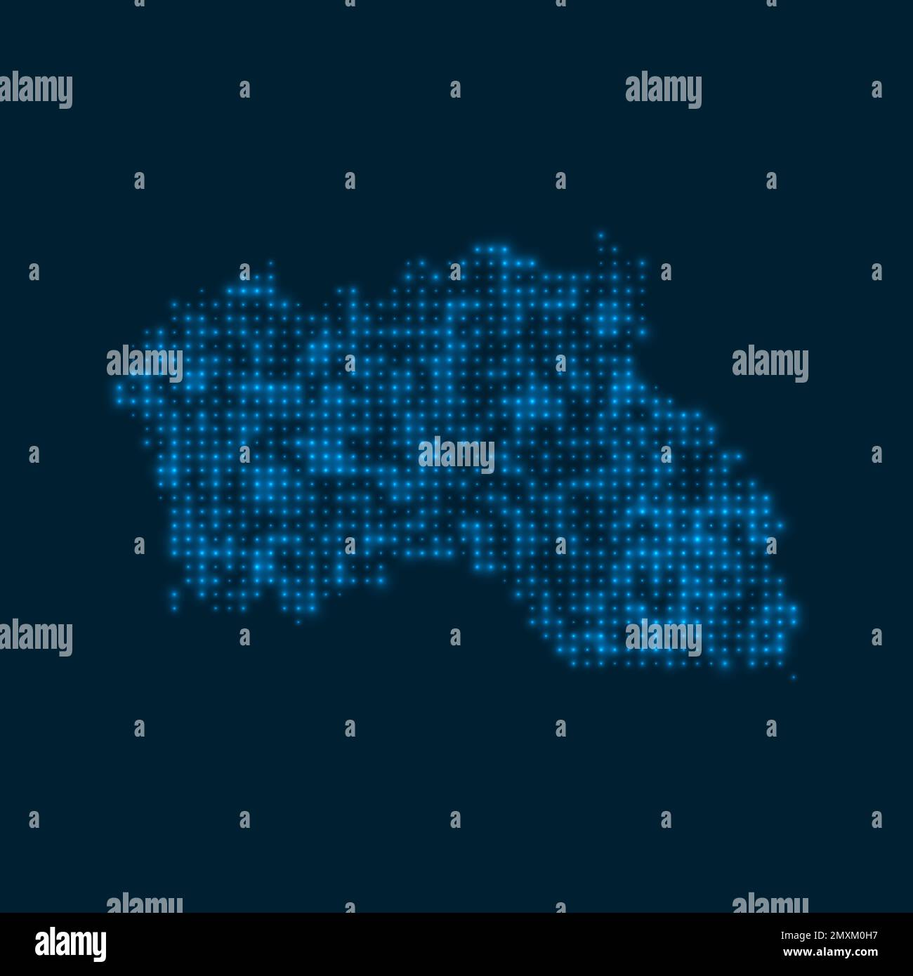 Santa Maria Island dotted glowing map. Shape of the island with blue ...