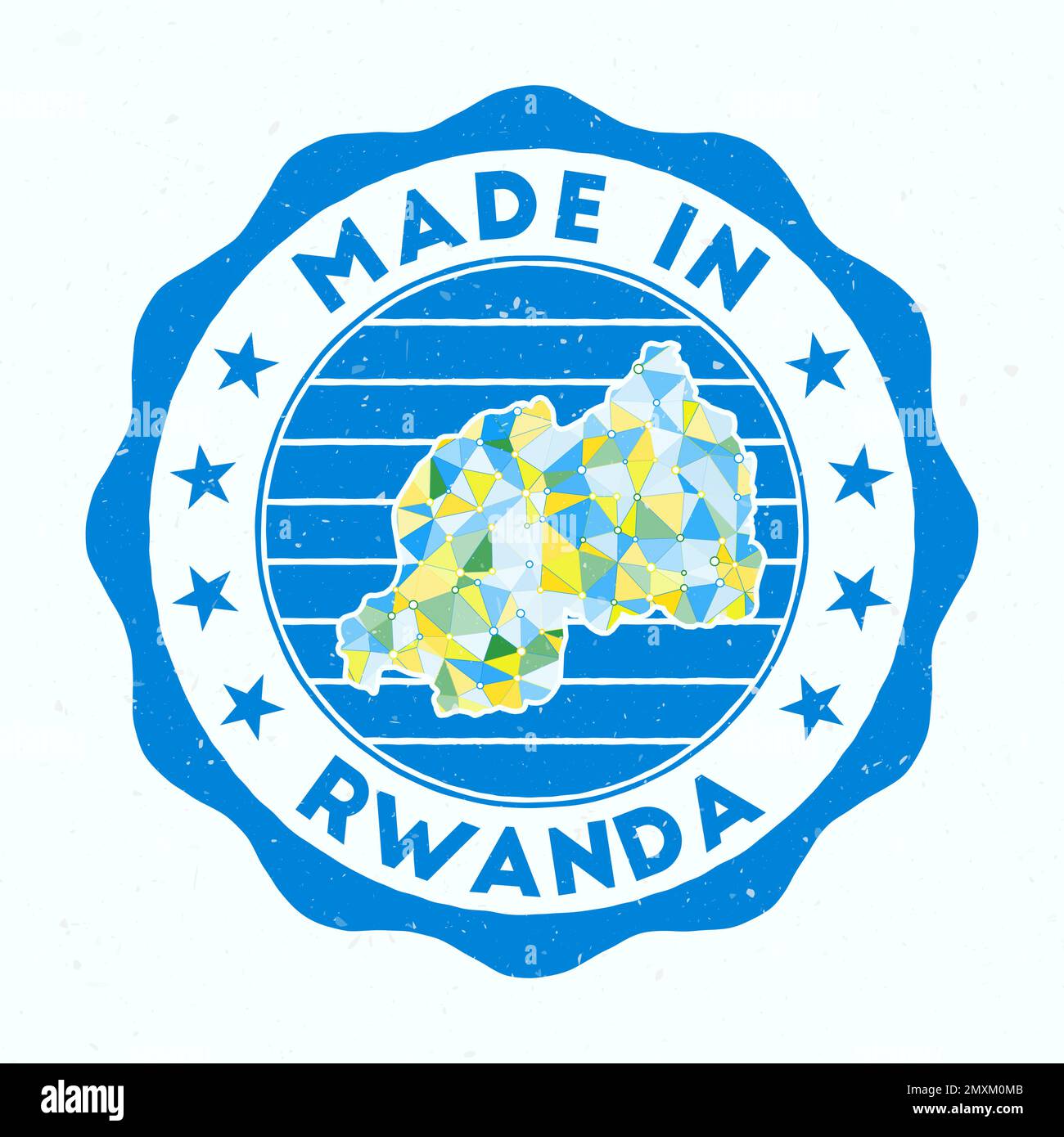 Made In Rwanda. Country round stamp. Seal of Rwanda with border shape ...