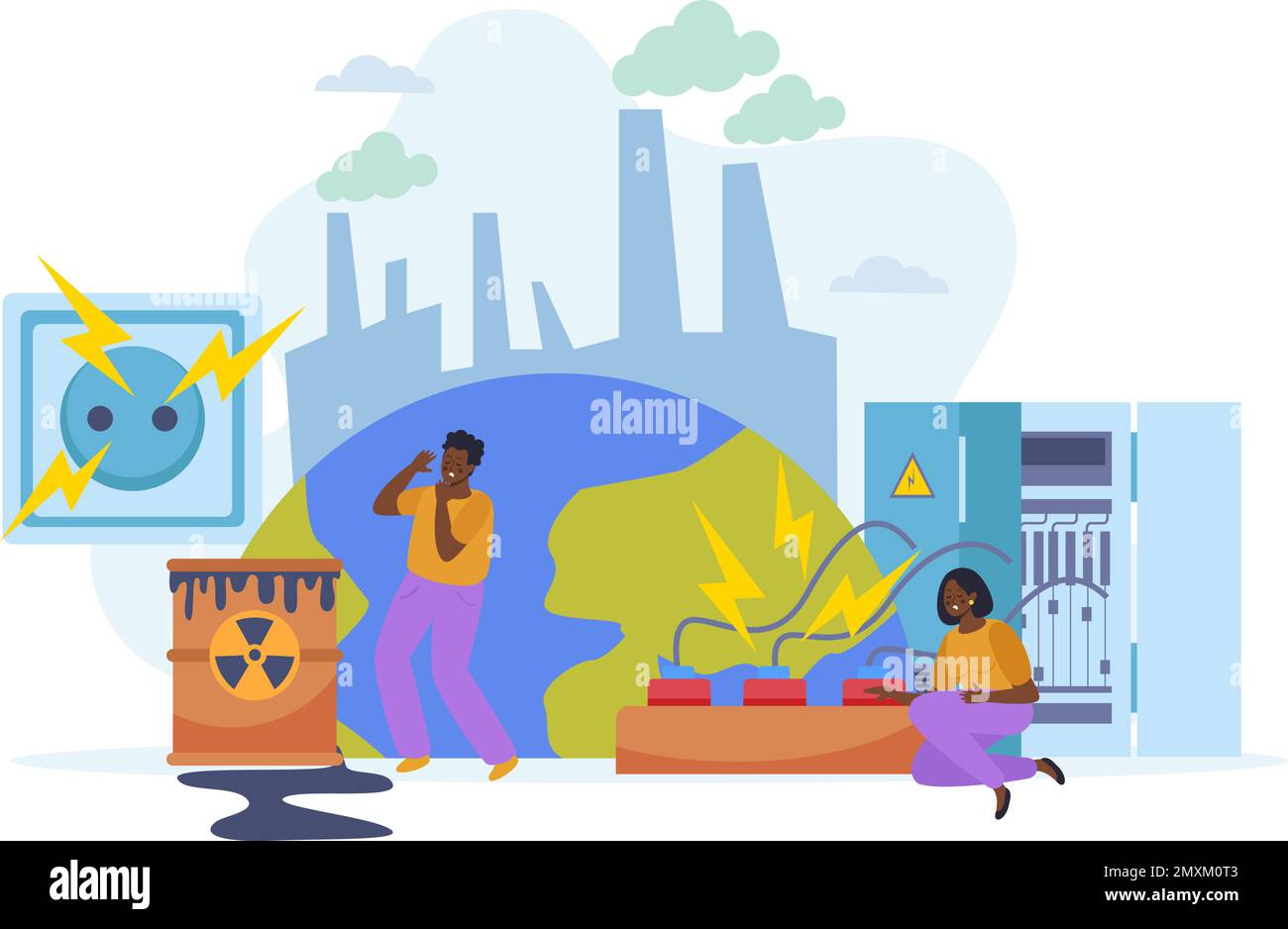 Workplace safety hazards flat composition with socket breaker box ...