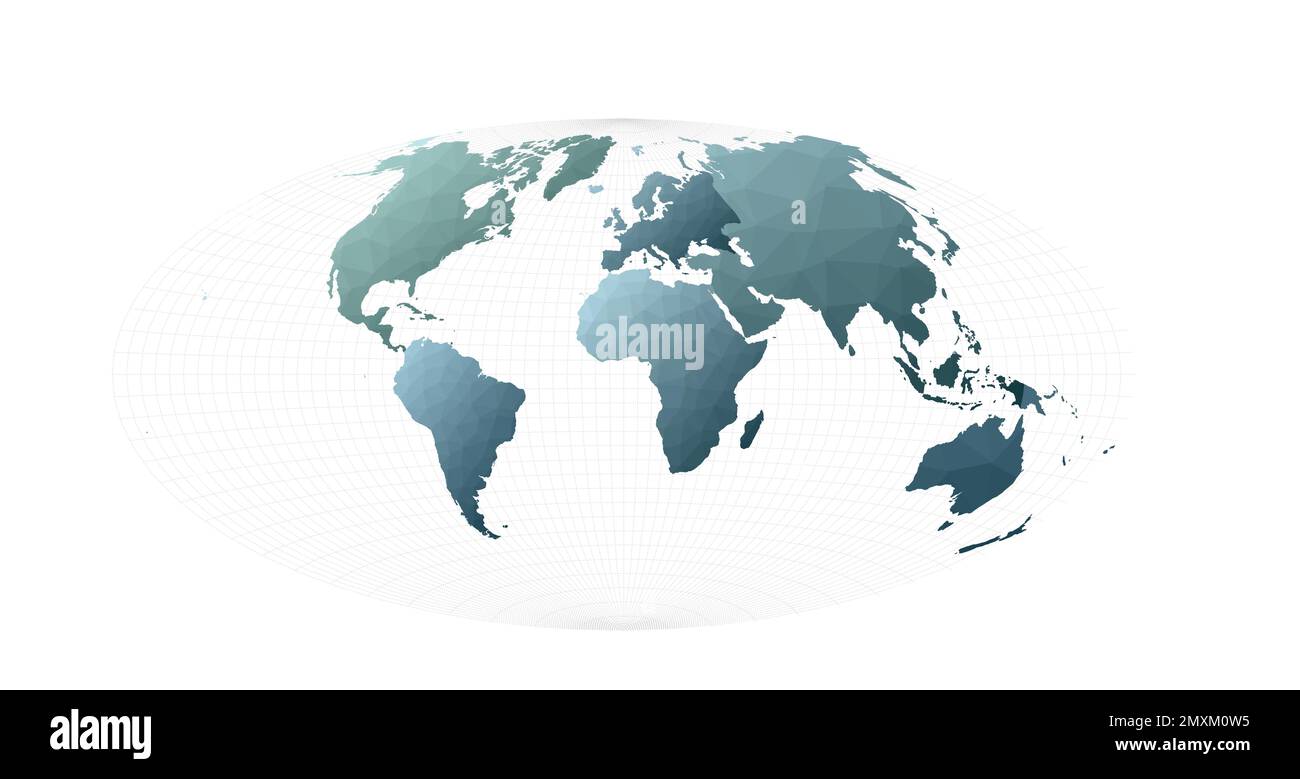 Polygonal world map. Aitoff projection. Amazing vector illustration ...