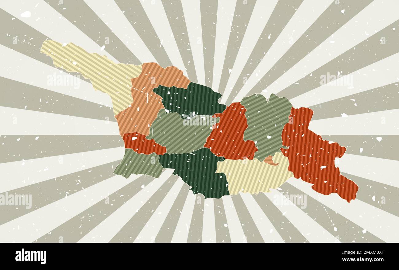 Georgia vintage map. Grunge poster with map of the country in retro ...