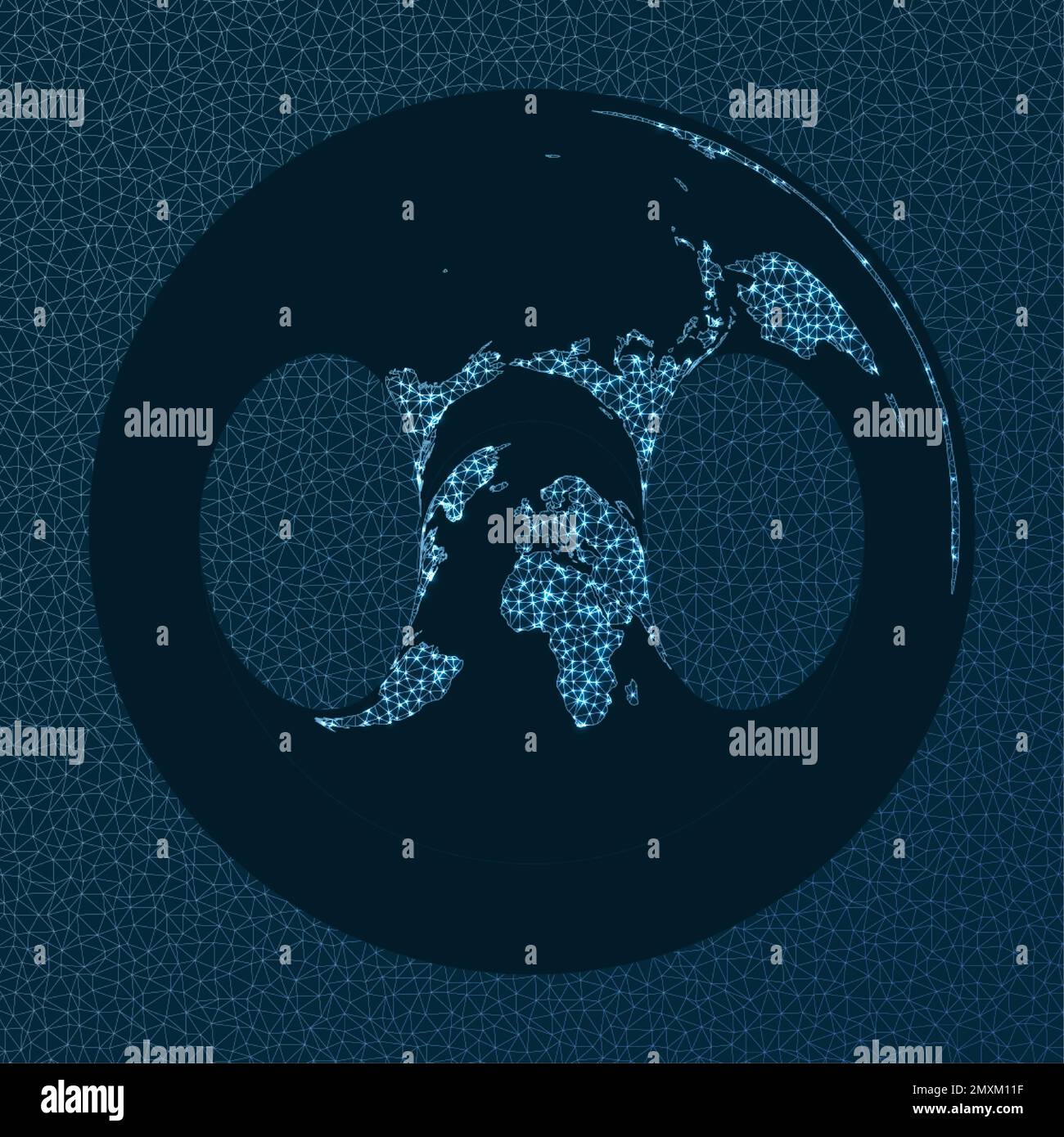 Abstract Telecommunication World Map Hammer Retroazimuthal Projection World Network Artistic