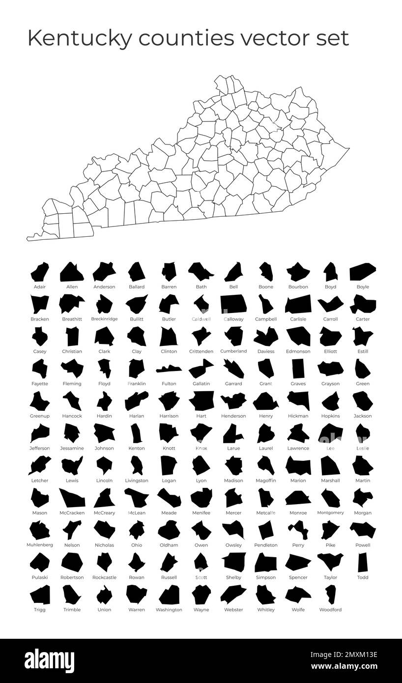 Kentucky map with shapes of regions. Blank vector map of the US State ...