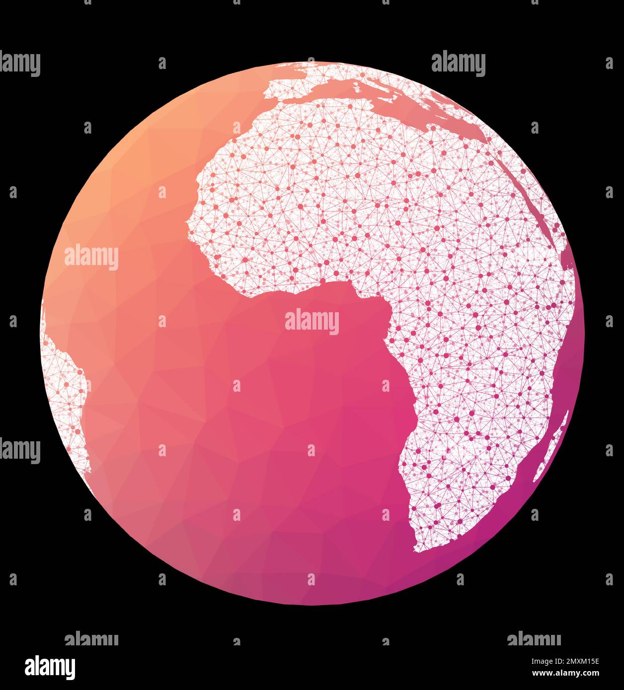 World network map. Satellite (tilted perspective) projection. Wired ...