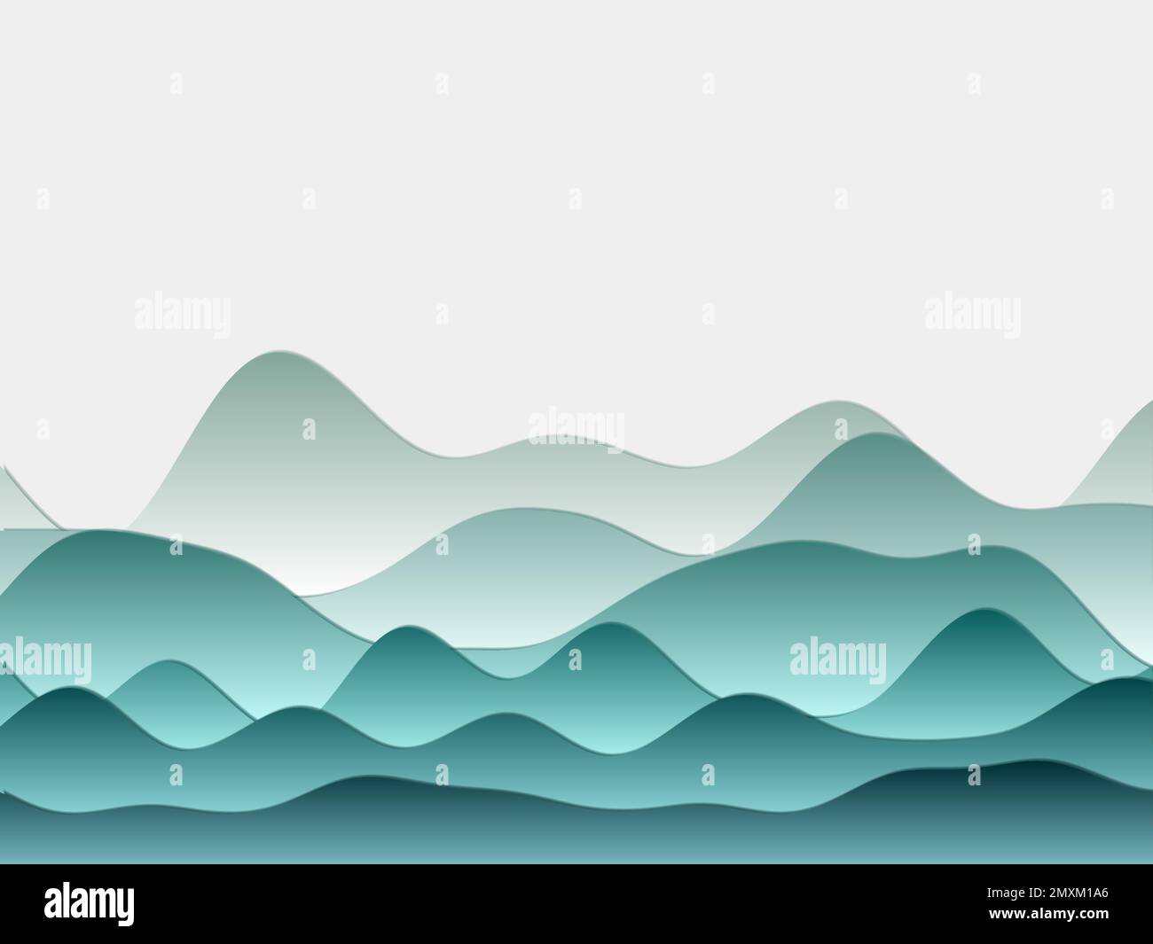 Abstract mountains background. Curved layers in mint colors. Papercut ...