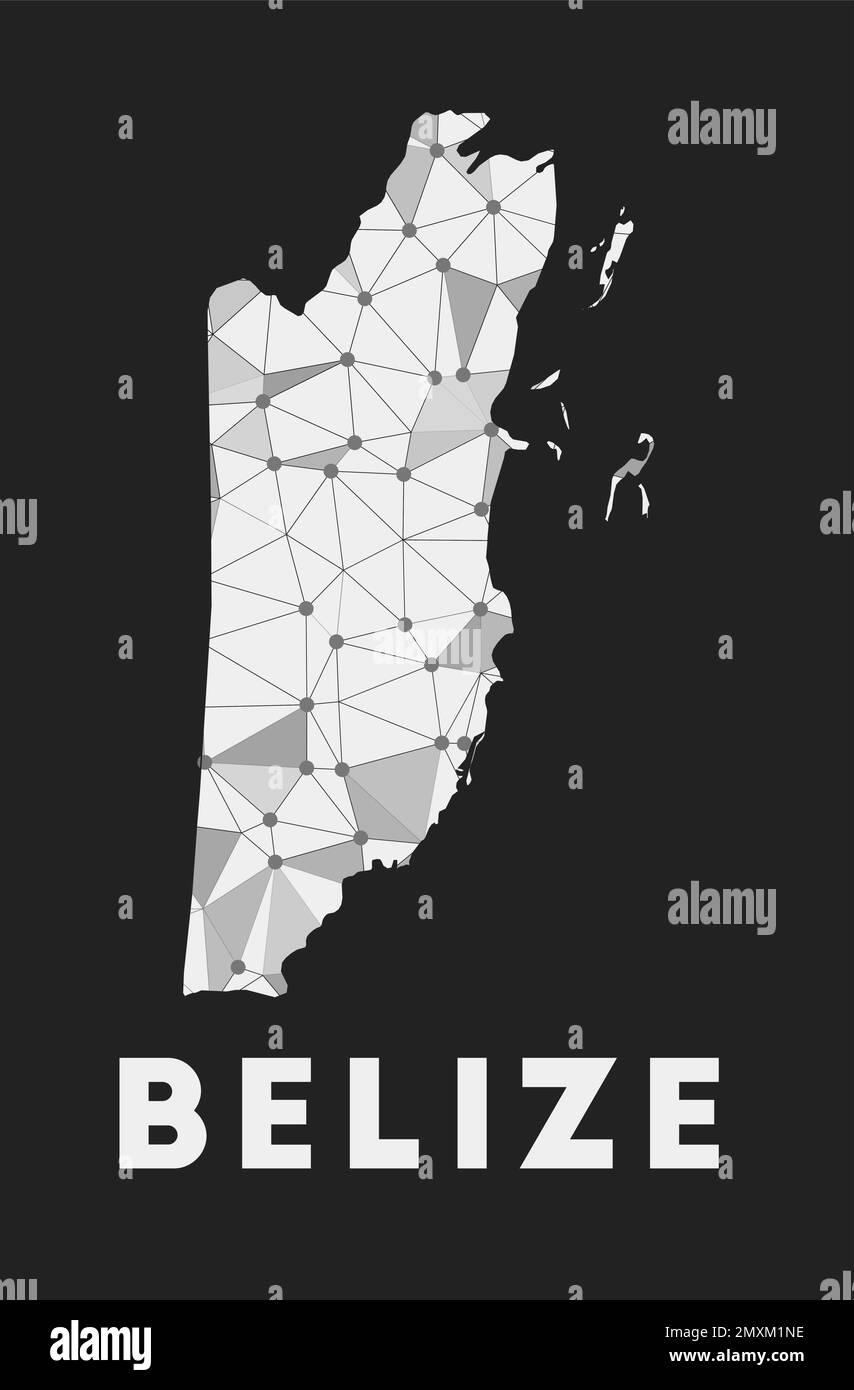 Belize - communication network map of country. Belize trendy geometric ...
