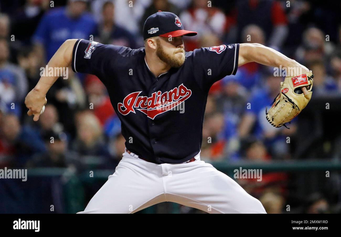 Cleveland Indians relief pitcher Cody Allen throws to a Toronto Blue ...