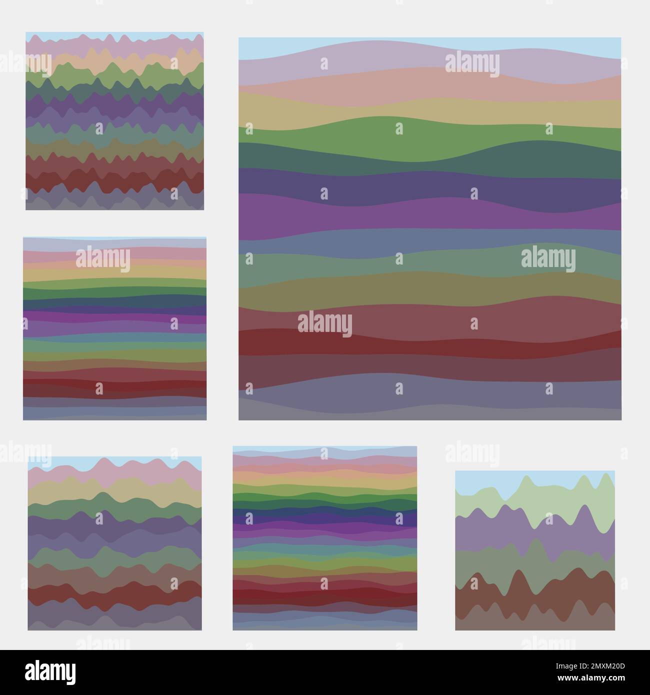 Abstract waves background collection. Curves in contrast colors ...