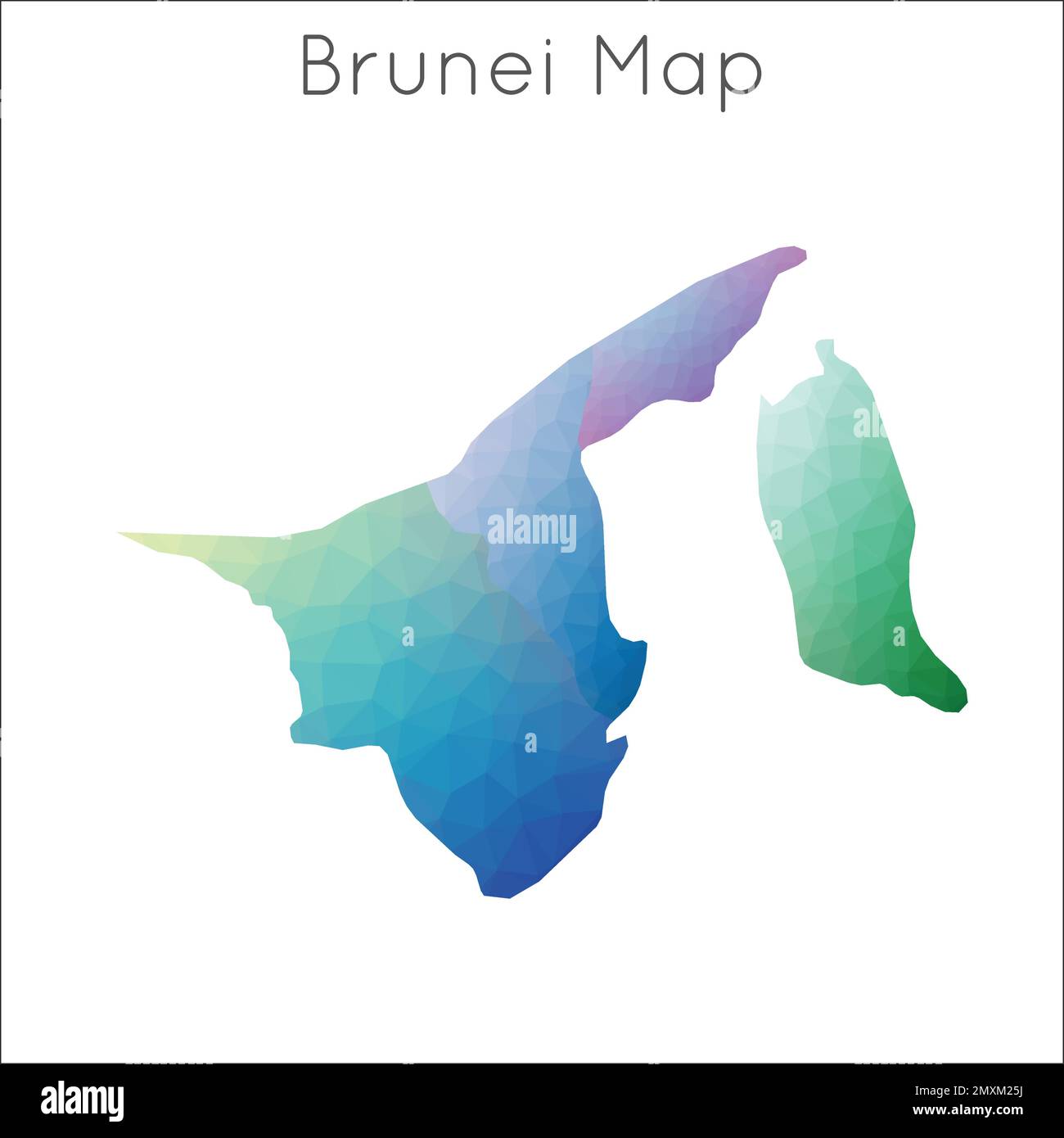 Low Poly map of Brunei. Brunei geometric polygonal, mosaic style map ...