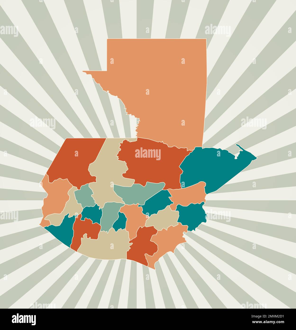 Guatemala map. Poster with map of the country in retro color palette ...