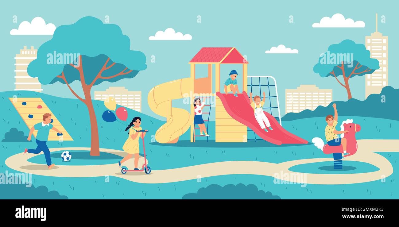 Children playground colored composition playground near the houses ...