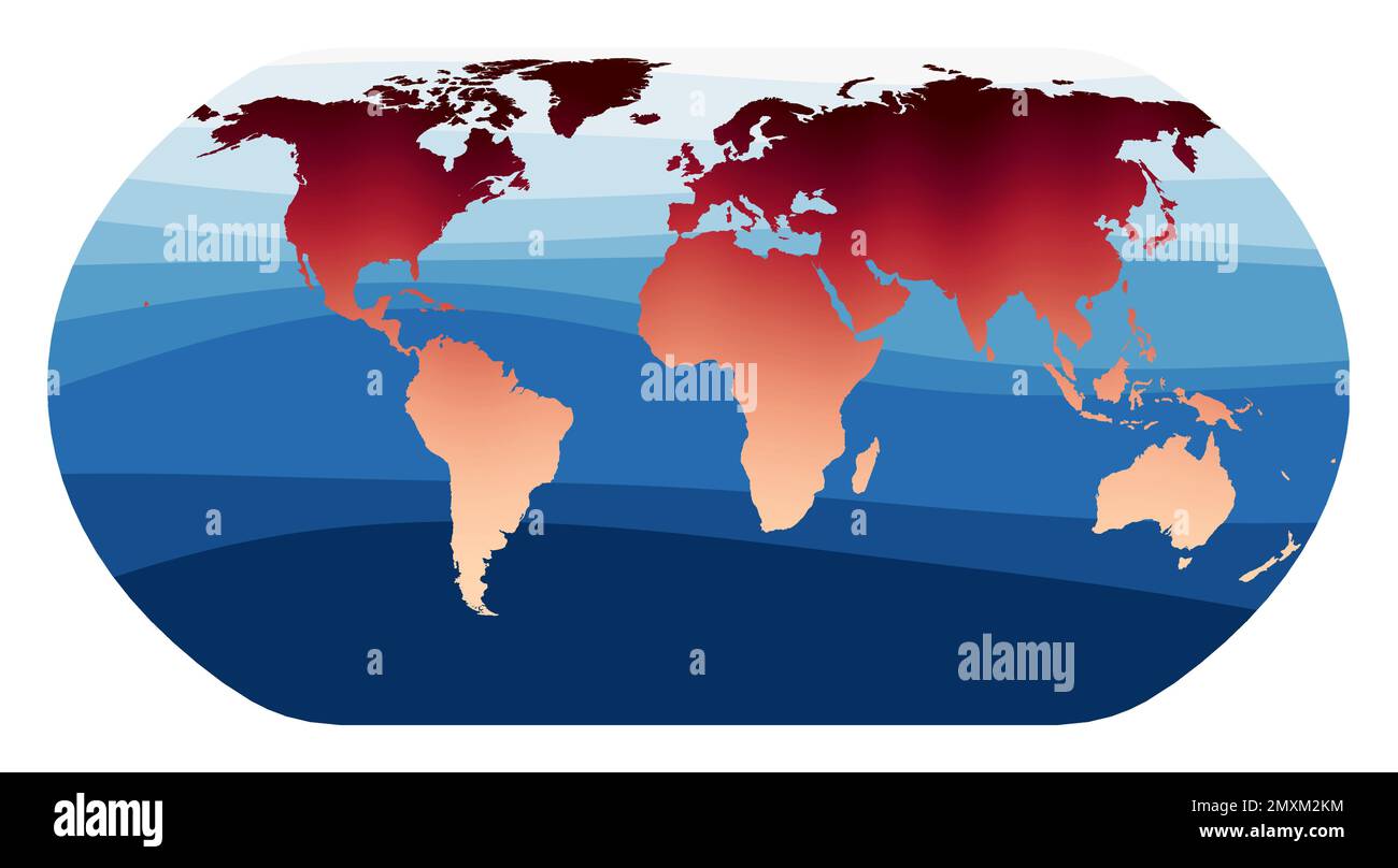 World Map Vector. Natural Earth projection. World in red orange ...