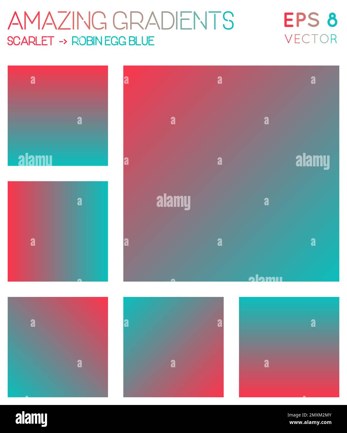Colorful gradients in scarlet, robin egg blue color tones. Actual ...