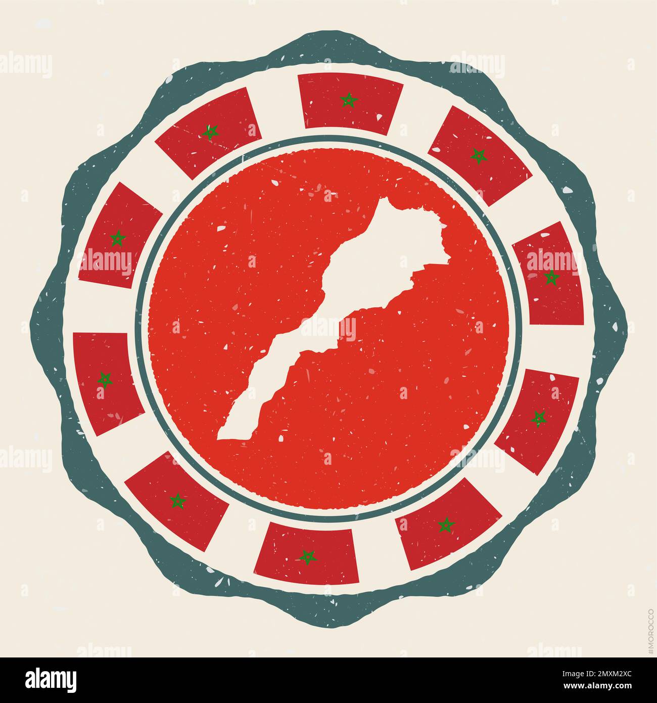 Morocco vintage sign. Grunge round logo with map and flags of Morocco ...
