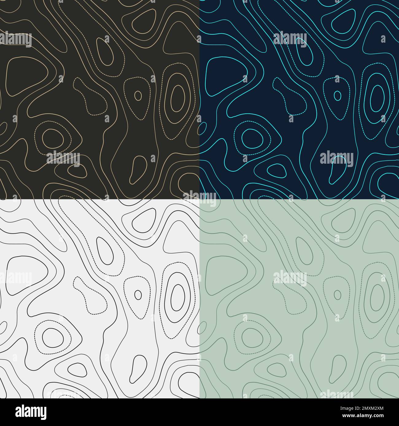 Topography patterns. Seamless elevation map tiles. Astonishing isoline ...