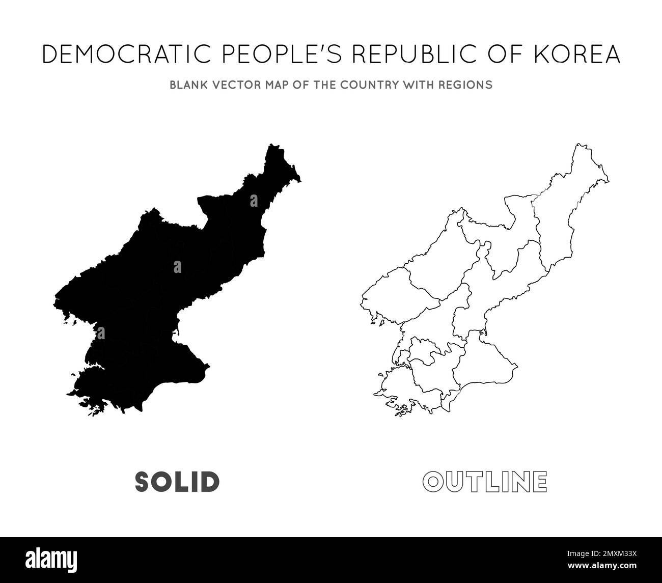 North Korea map. Blank vector map of the Country with regions. Borders ...