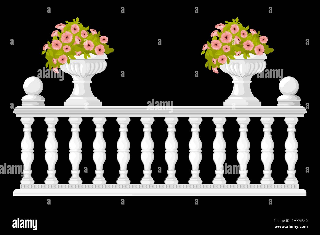Balusters vase flowers composition with isolated view of medieval style ...