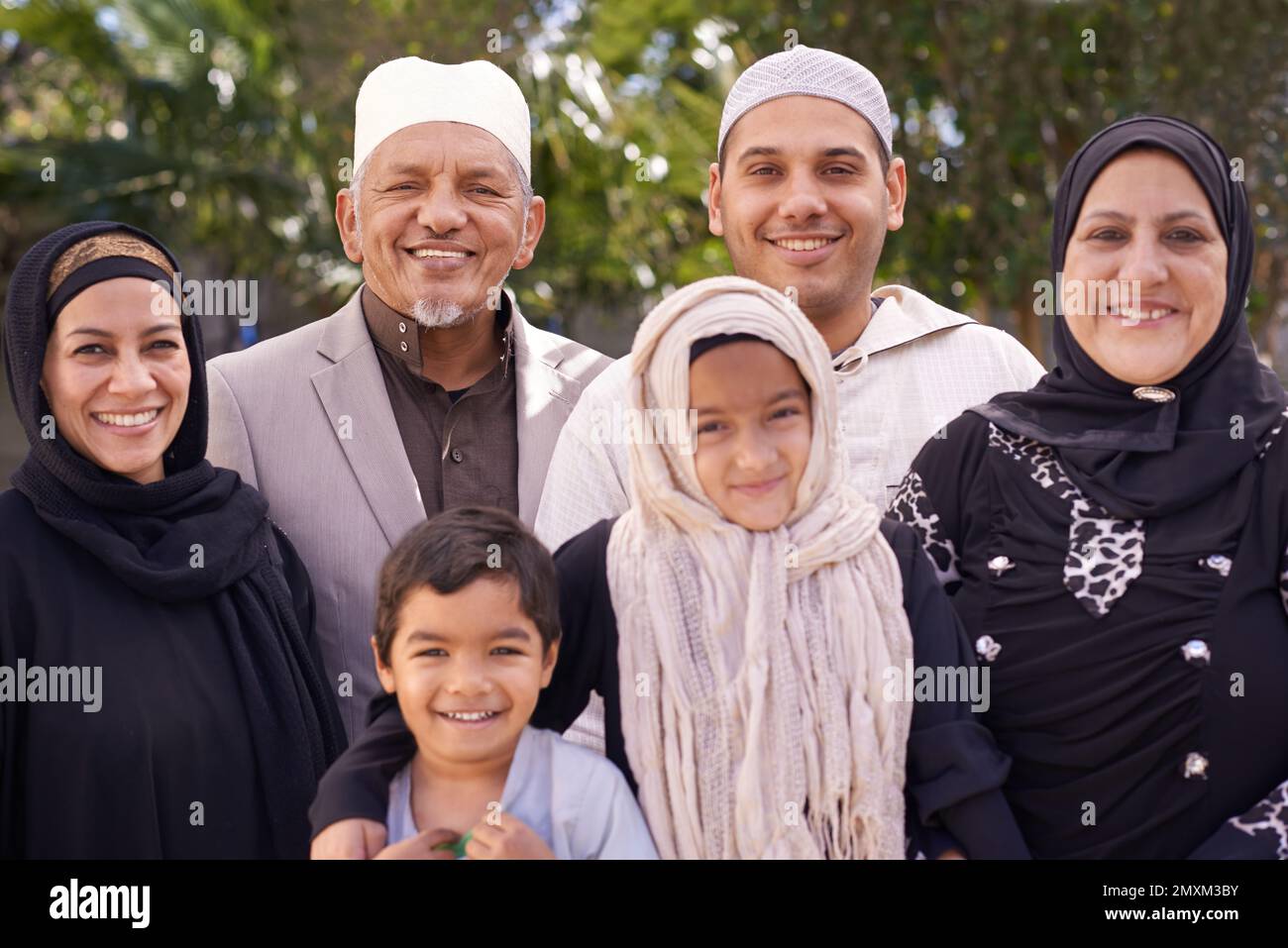 The perfect family photo. Portrait of a muslim family enjoying a day ...