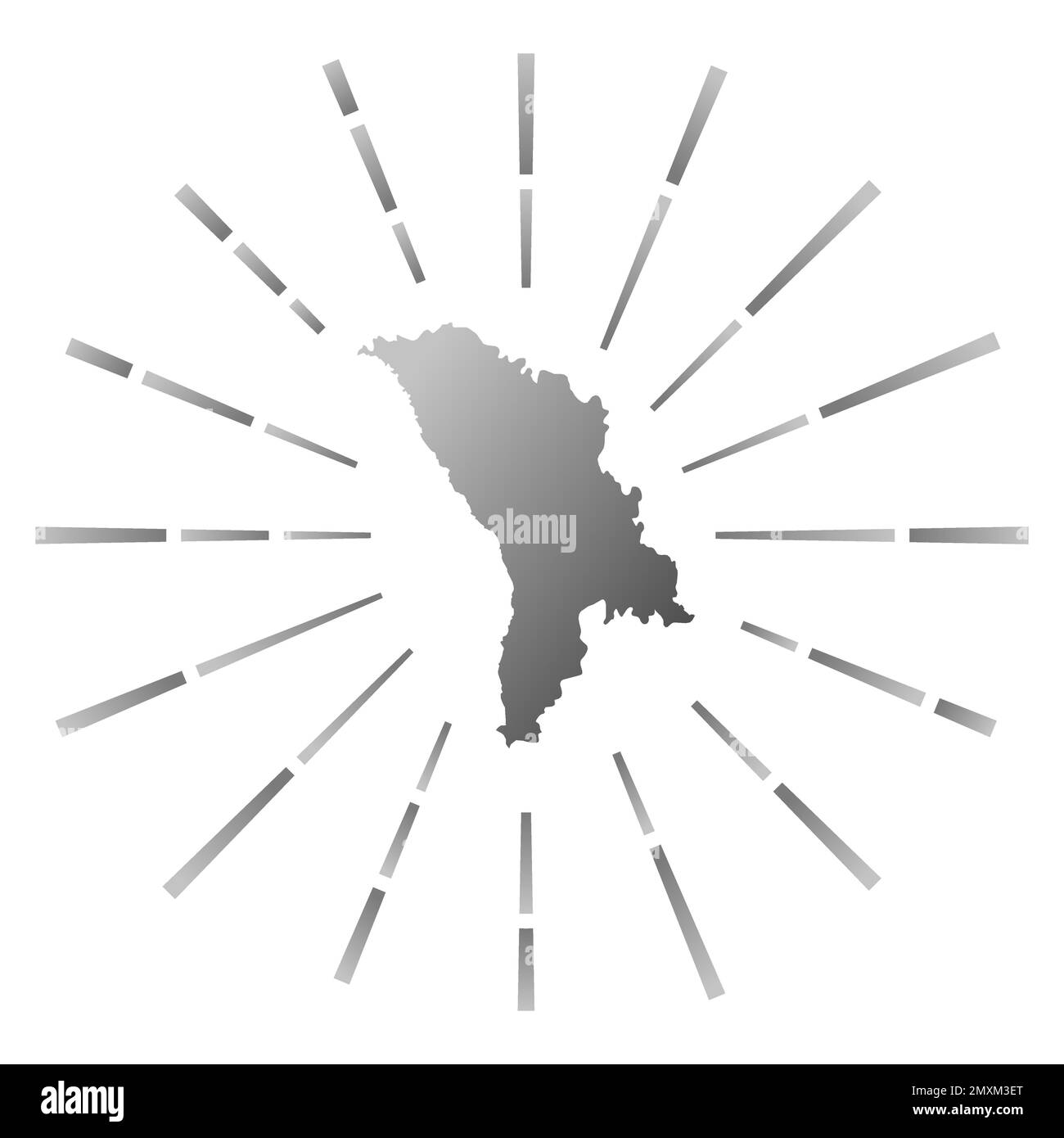 Moldova gradiented sunburst. Map of the country with colorful star rays ...