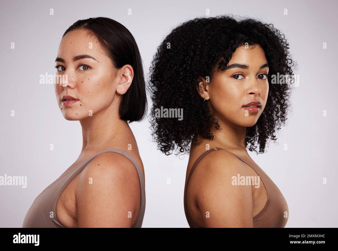 Women, face and diversity with portrait, facial and skincare for ...