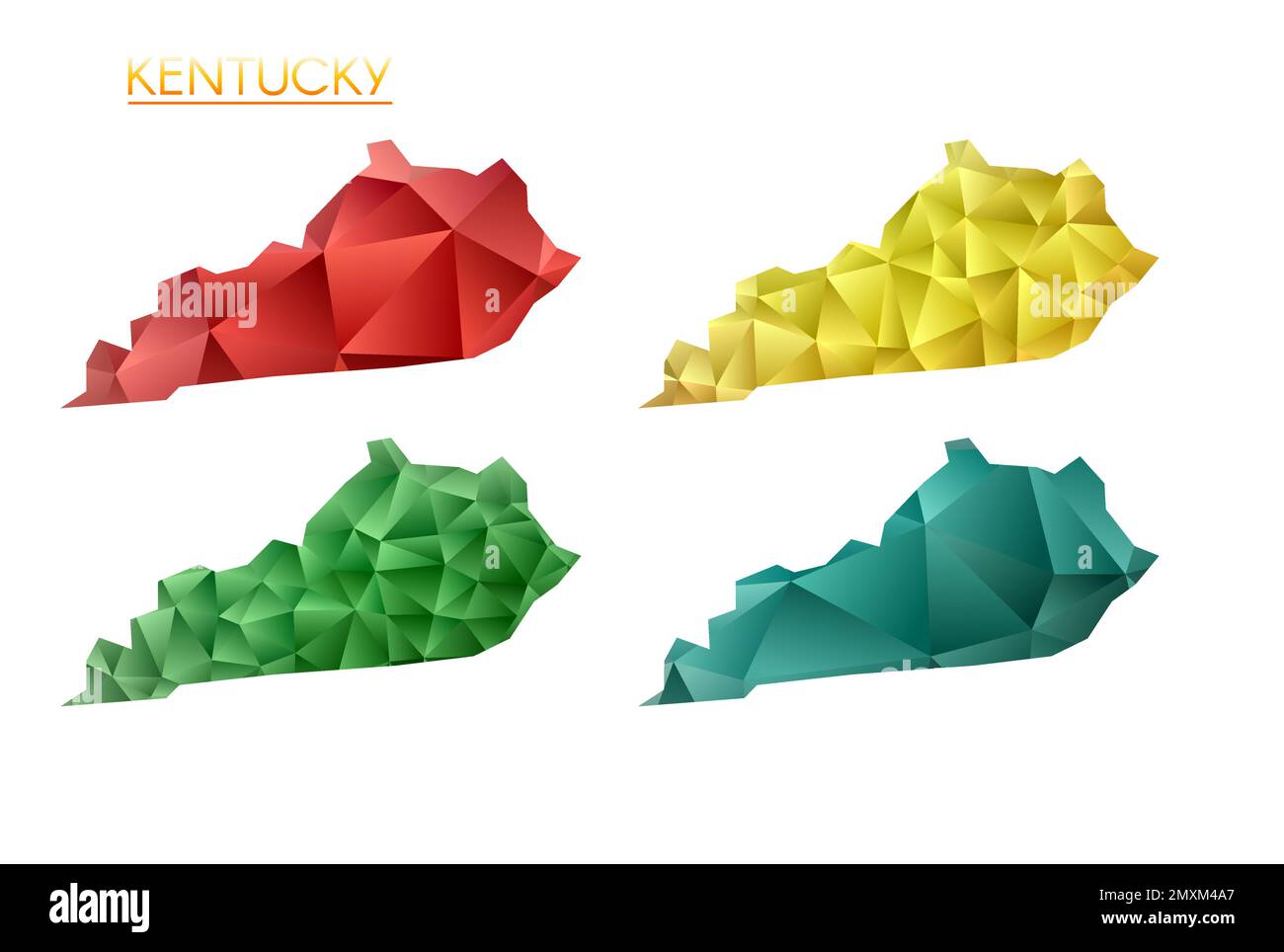Set of vector polygonal maps of Kentucky. Bright gradient map of US ...