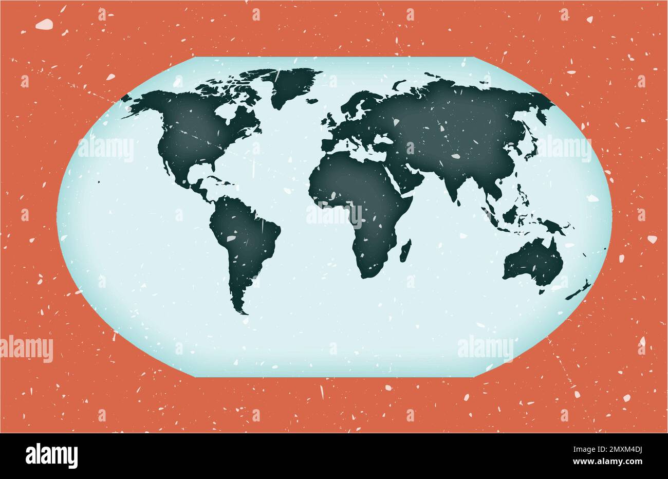 World Map Poster. Kavrayskiy VII pseudocylindrical projection. Vintage ...