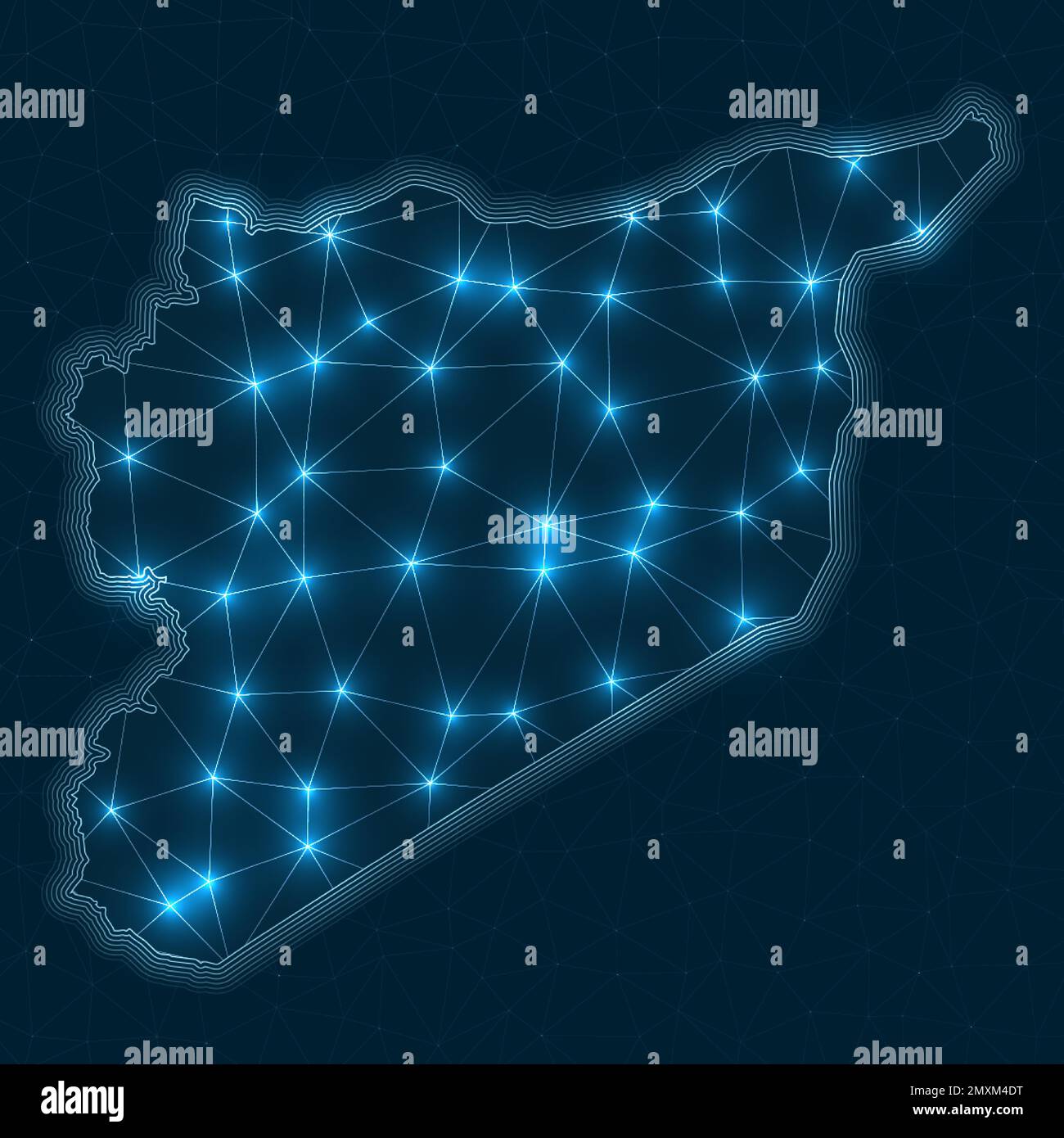 Syria network map. Abstract geometric map of the country. Digital ...