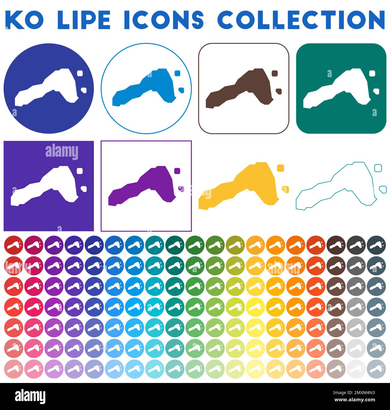 Ko Lipe icons collection. Bright colorful trendy map icons. Modern Ko ...