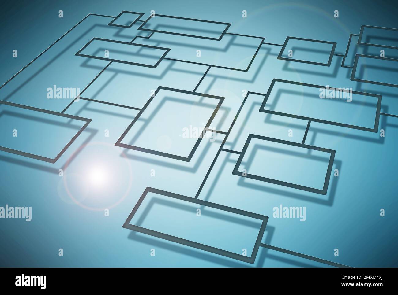 Interlinked technology. A cropped view of a flowchart diagram isolated ...