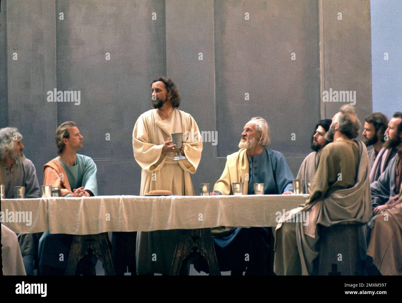 A scene depicting the Last Supper during the passion play at ...
