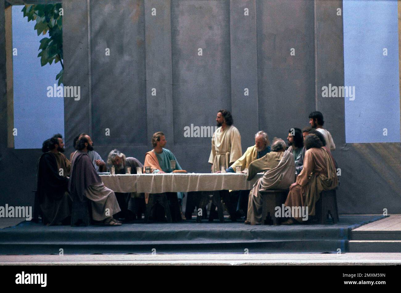 Jesus Christ, standing, played by Anton Preisinger, is pictured during ...